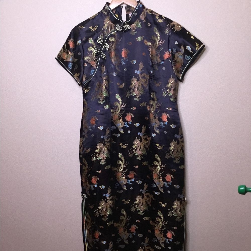 90’s Traditional Chinese Cheongsam Qipao Short Sleeve… - Gem